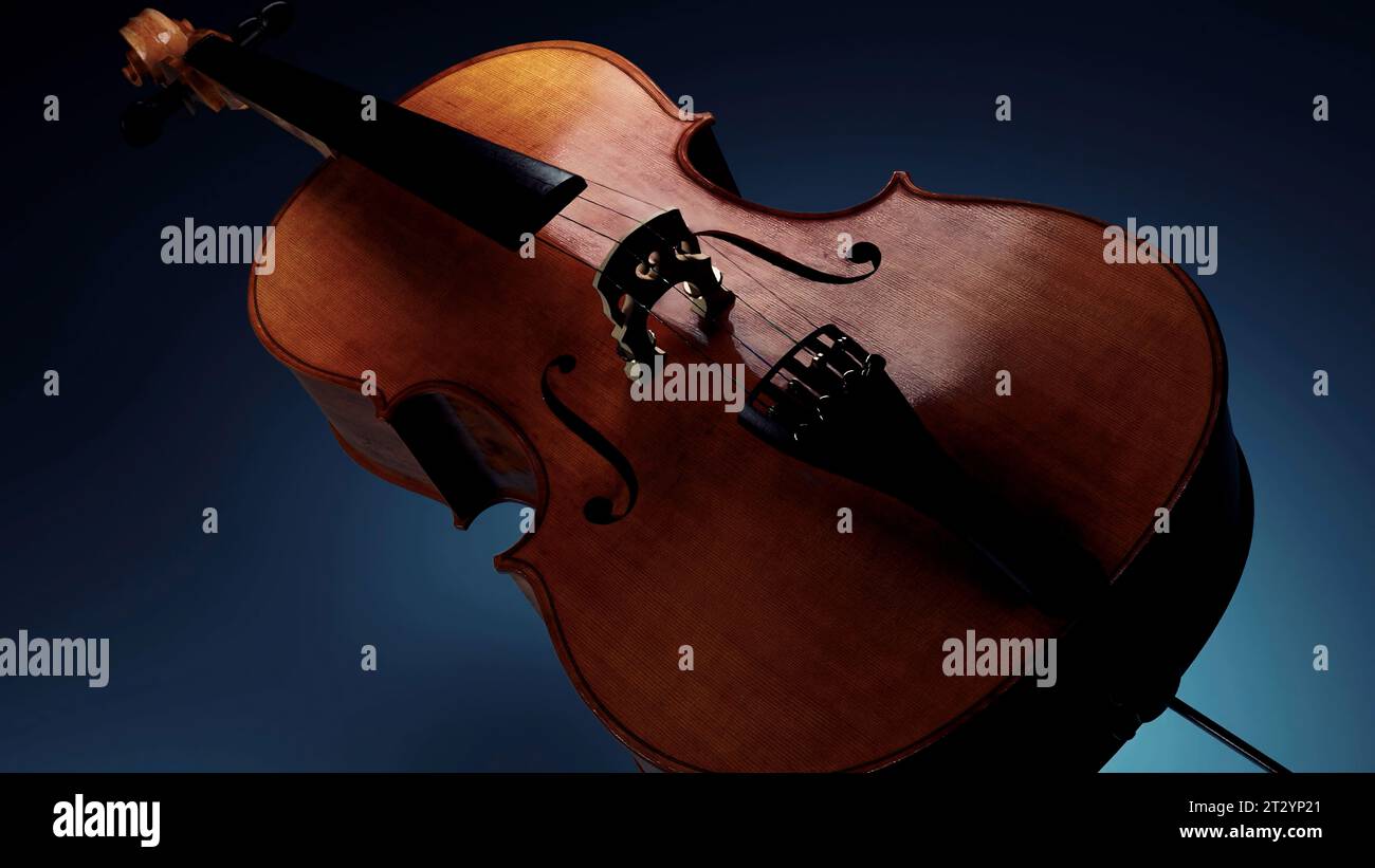3d illustration of an abstract animated violin on a blue background ...