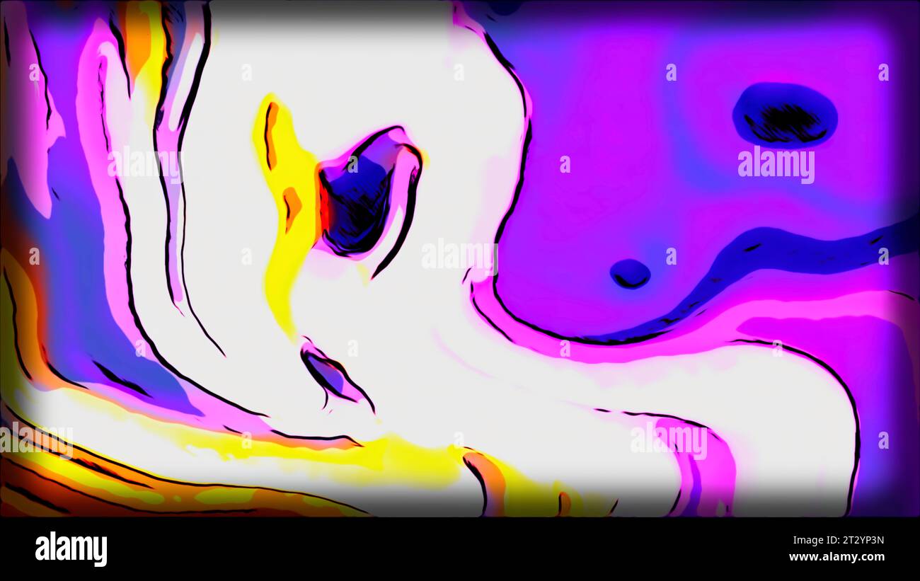Fluid art drawing, acrylic texture with colorful waves. Motion. Liquid ...