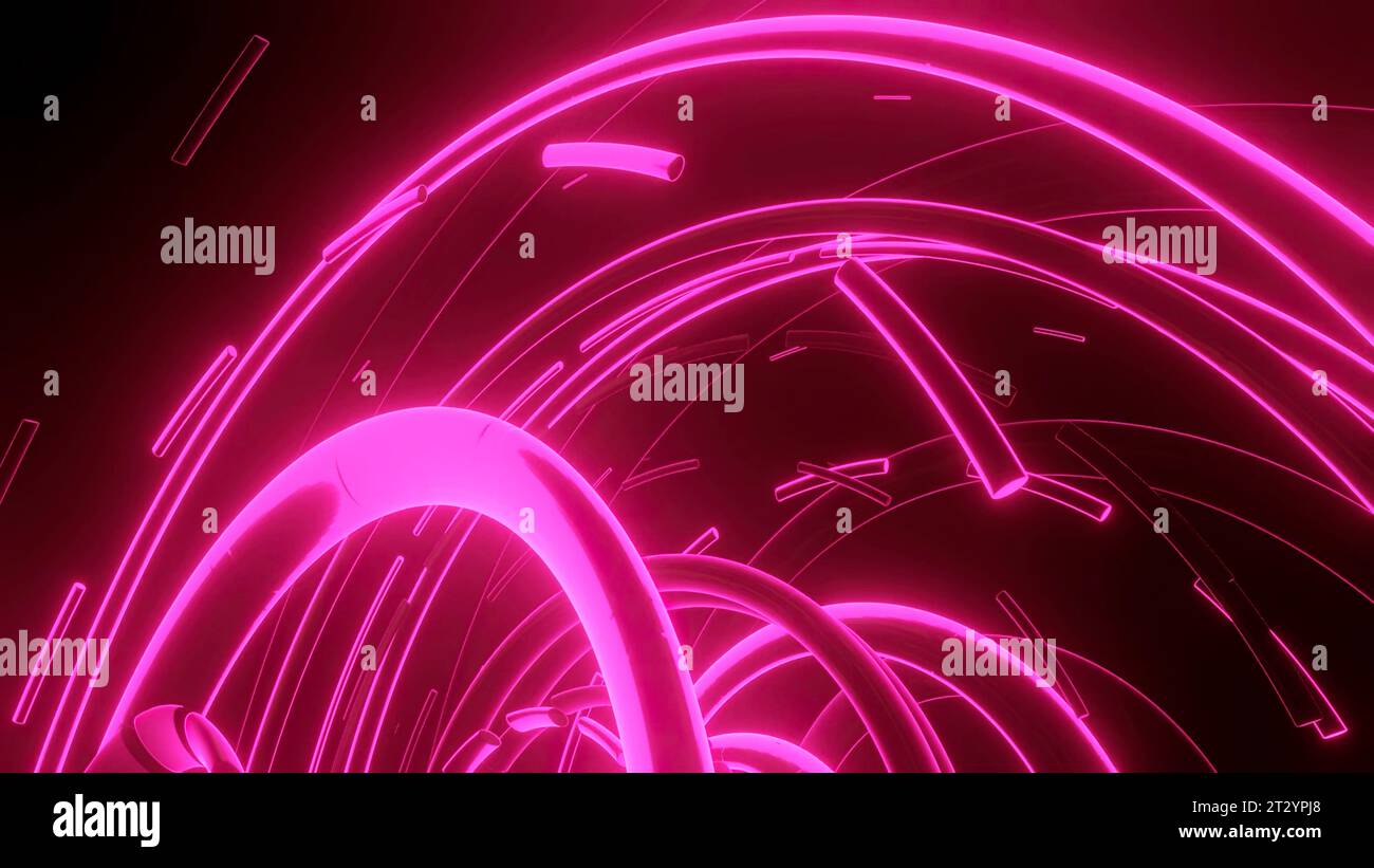 Futuristic animation with stripe object and neon light. Design. Concept ...