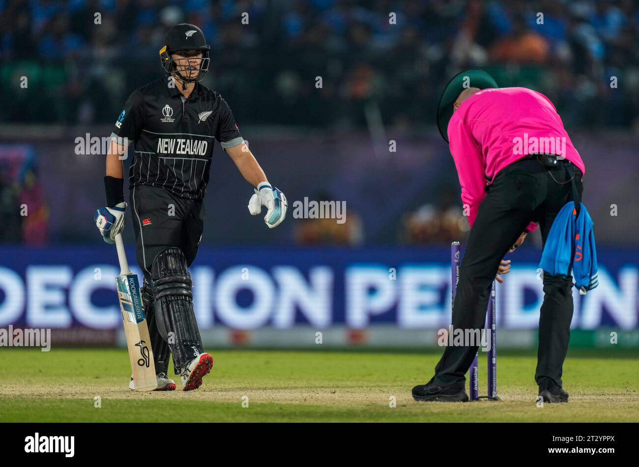 New Zealand's Mark Chapman walks towards the wicket during the ICC Men ...