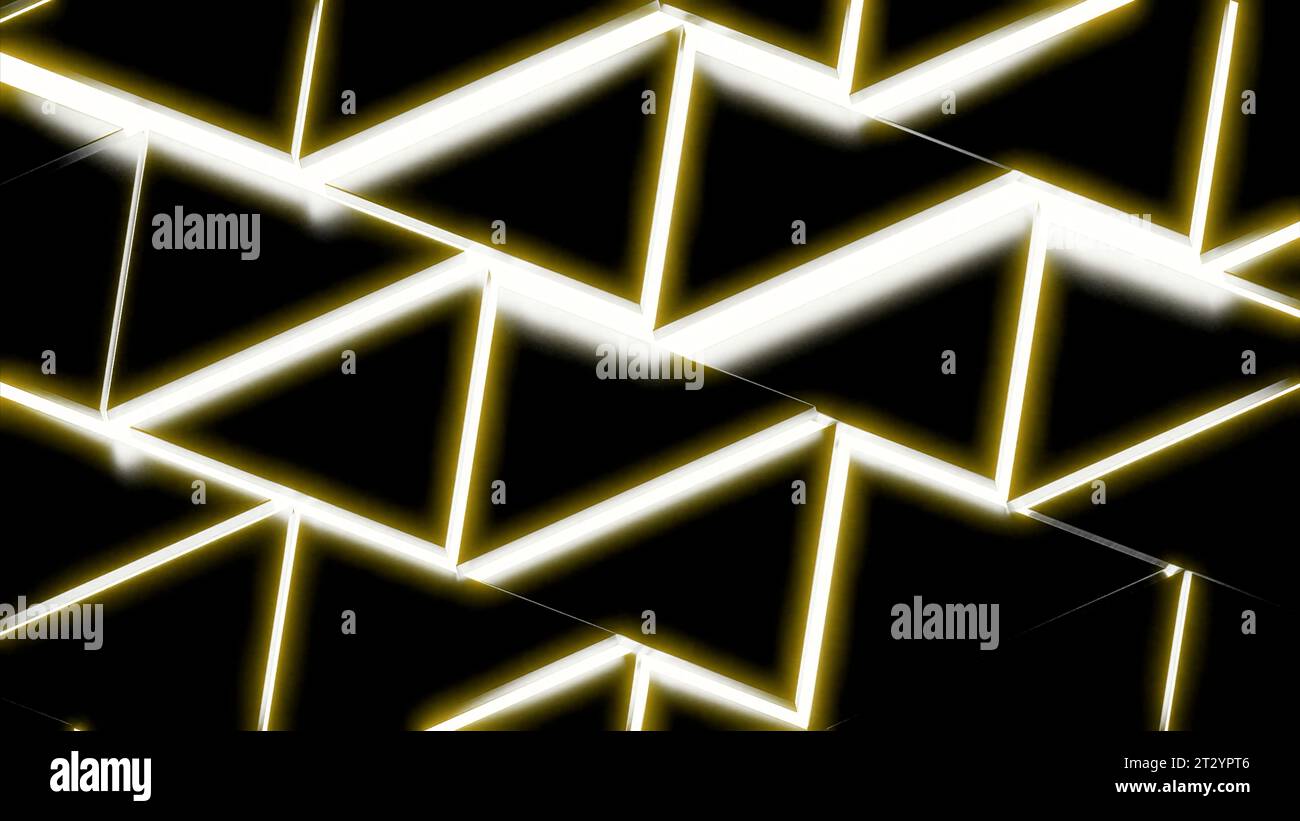 Abstract neon triangular shapes on a black background. Design. Short ...