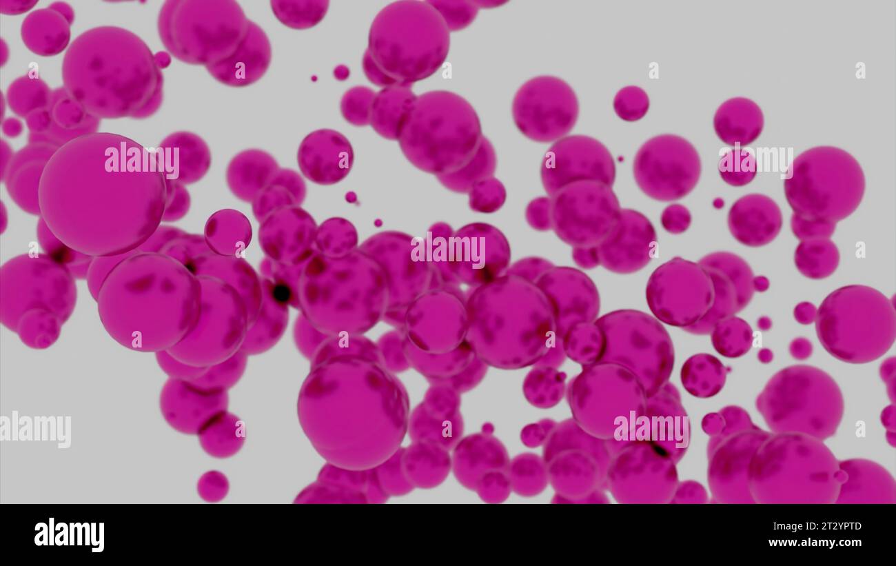 Purple blood cells moving in the blood stream. Design. Pink particles ...