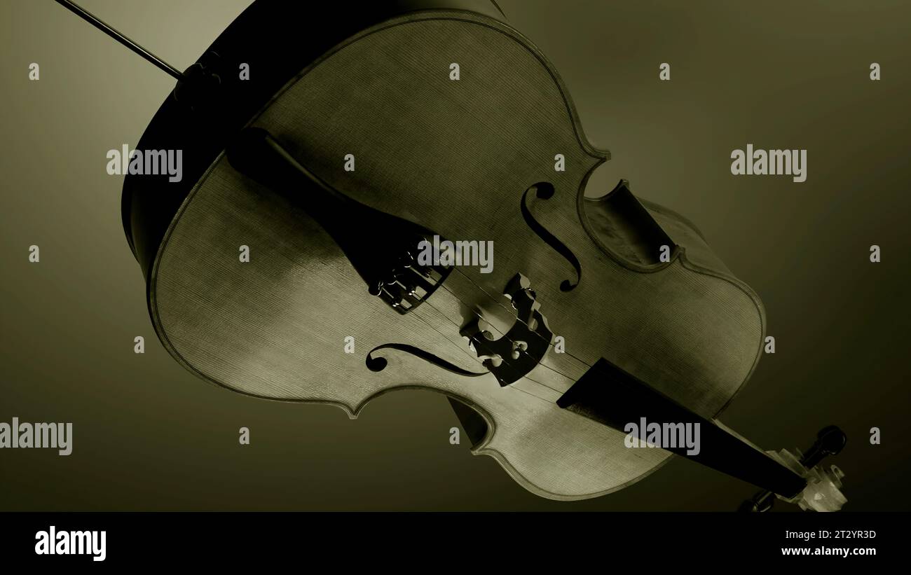 Realistic monochrome violin flowing isolated on grey and green ...