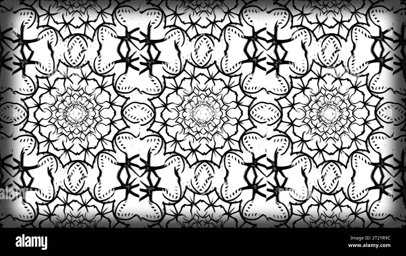 Kaleidoscope sequence with mandala patterns. Motion. Rows of changing ...