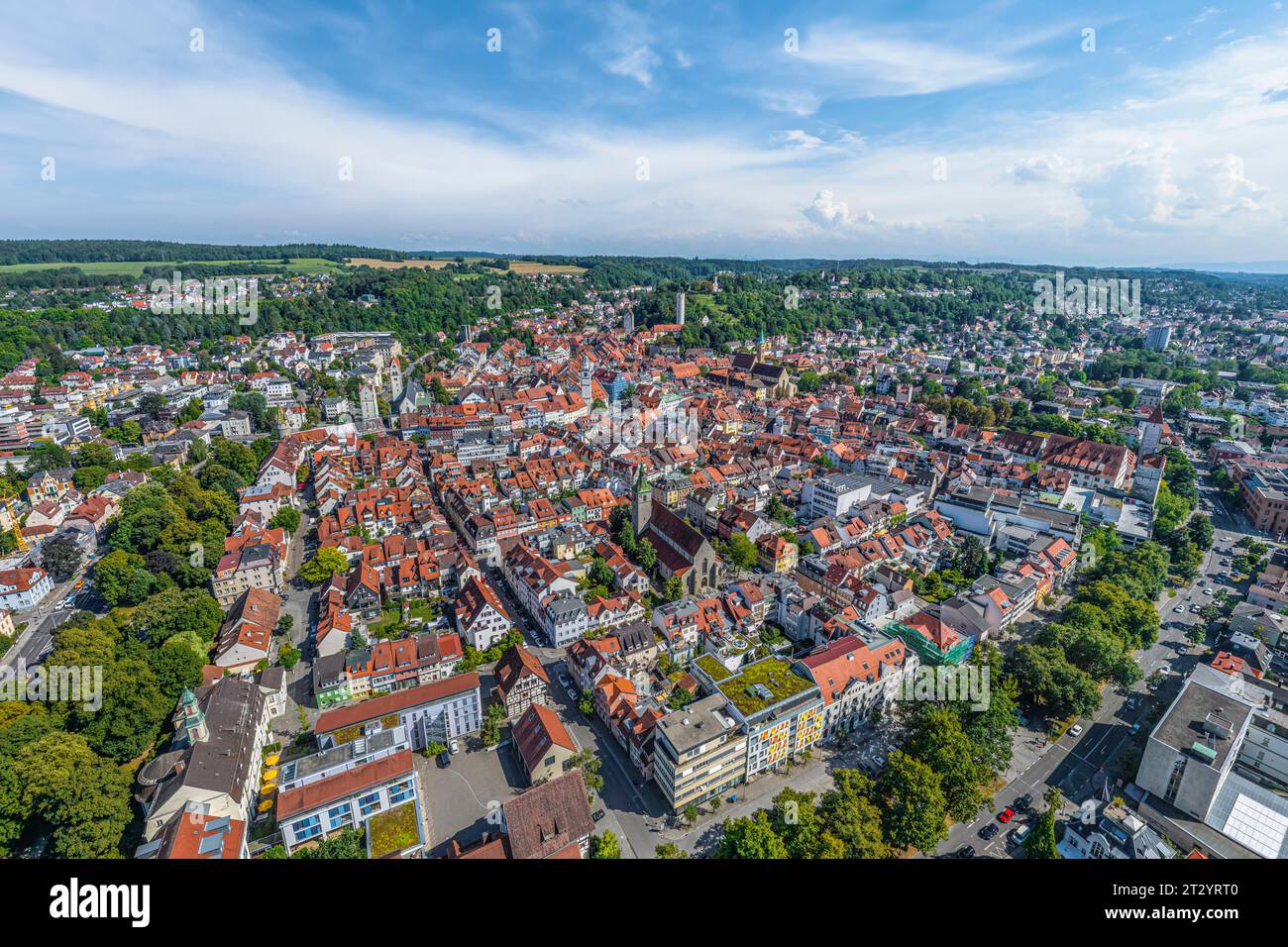 Aerial view to the city of Ravensburg, a beautiful district town in ...