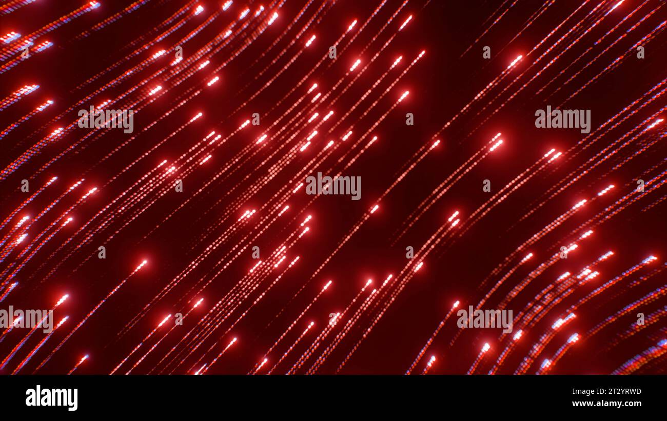 Flying glowing particles with tails. Design. Bright narrow curving ...