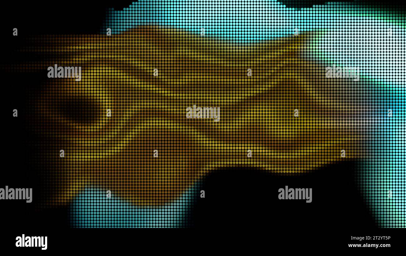 Golden retro wavy screen with moving shapes. Motion. Monitor with ...