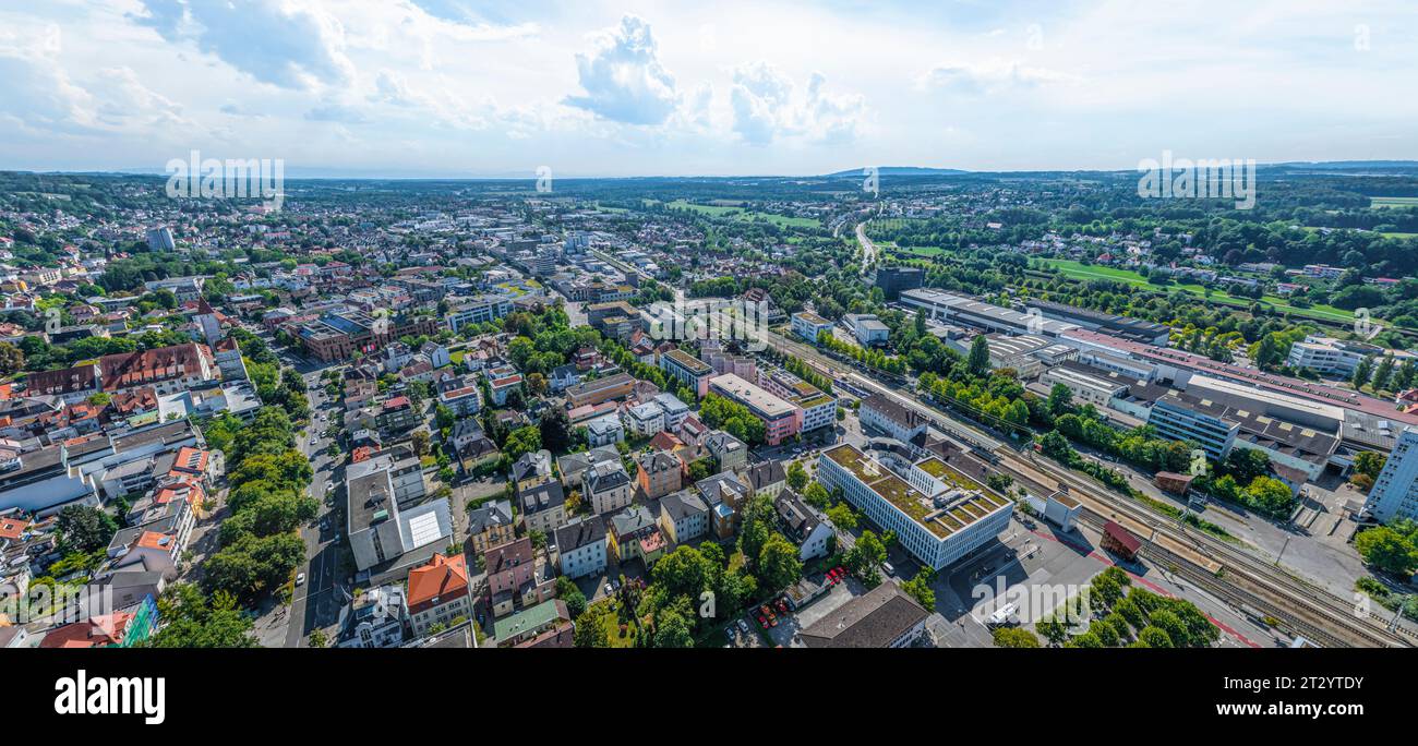 Aerial view to the city of Ravensburg, a beautiful district town in ...