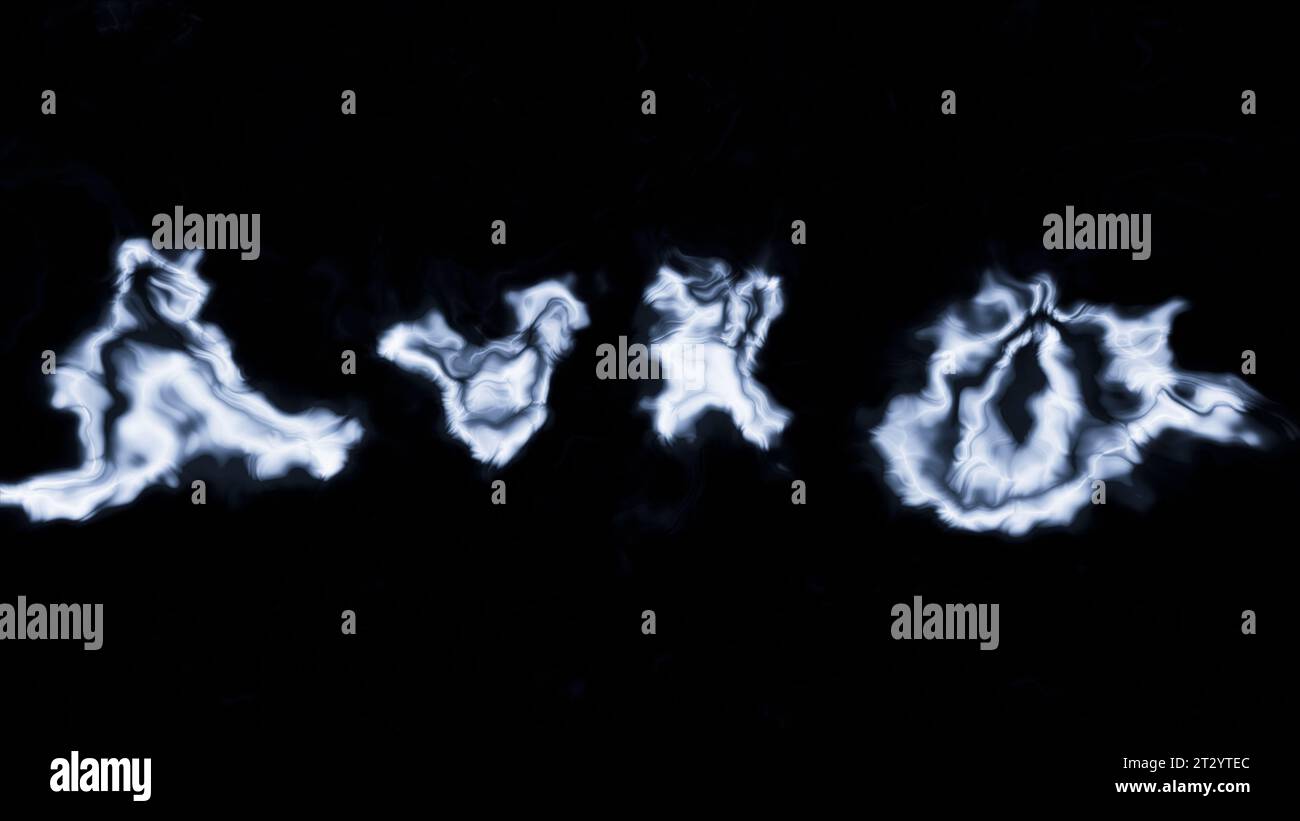 Burning moving neon shapes looking like letters silhouettes. Motion ...