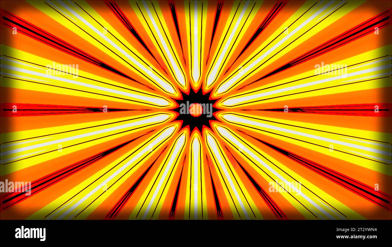 Abstract dot in the middle of the screen surrounded by blinking rays ...