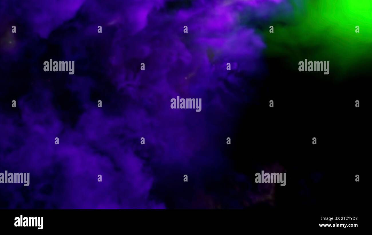 Vividly flying psychedelic color changing stormy clouds in a nebula in ...