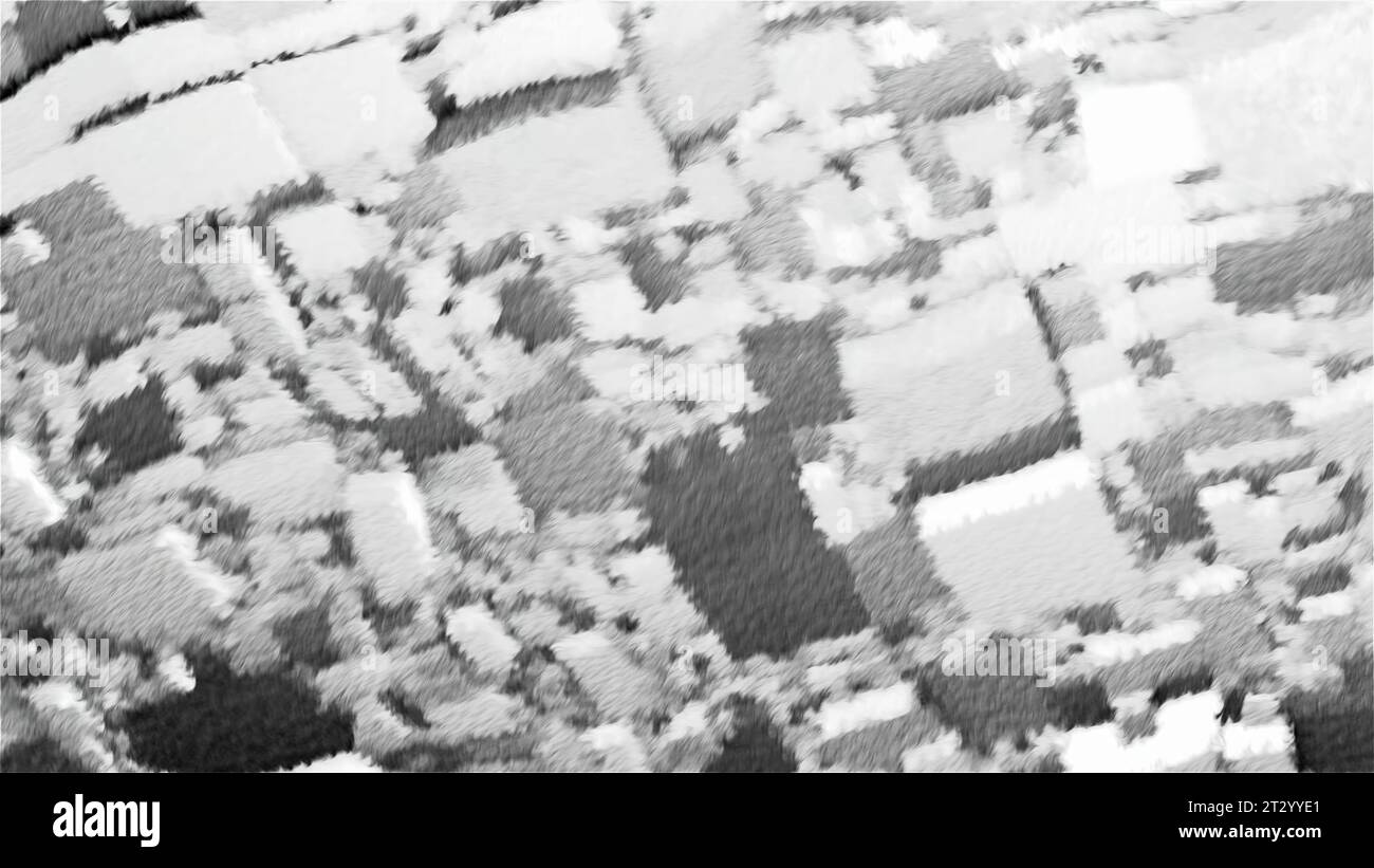 Abstract flowing blurred pixelated objects. Motion. Big and small cubes ...