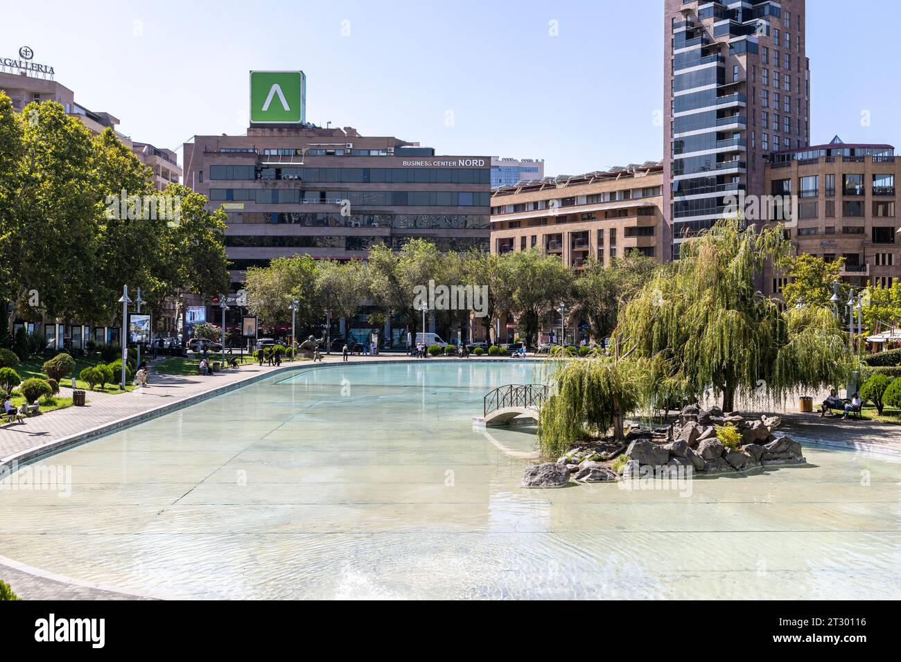 Yerevan, Armenia - September 14, 2023: view of Swan Lake decorative ...
