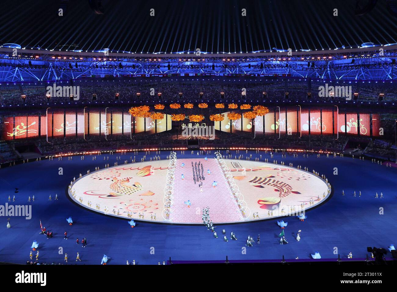 Hangzhou, China parade into the Hangzhou Olympic Sports Center Stadium ...