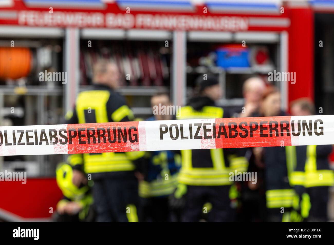 Bad Frankenhausen, Germany. 22nd Oct, 2023. Emergency forces practice their interaction on the ...