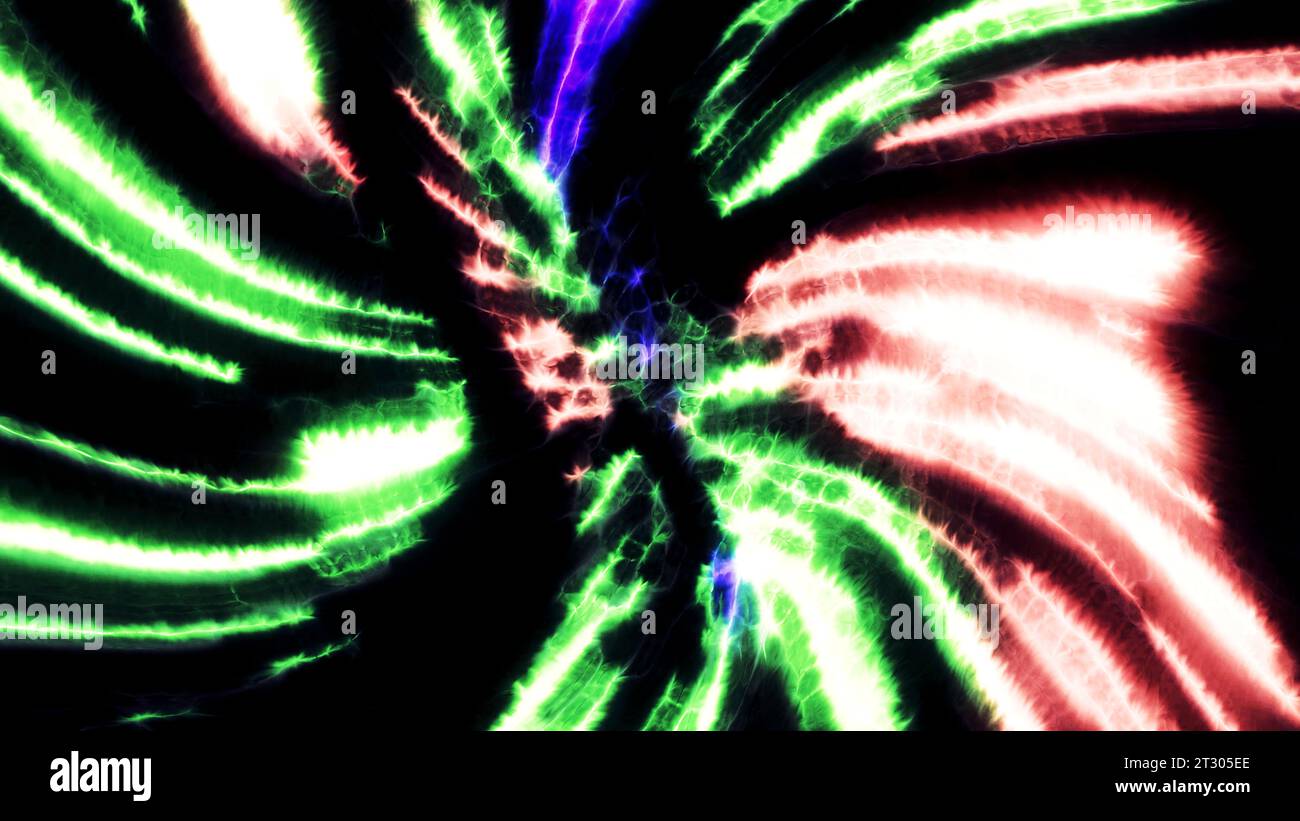 Abstract neon space swirl on a black background. Motion. Flying fast ...