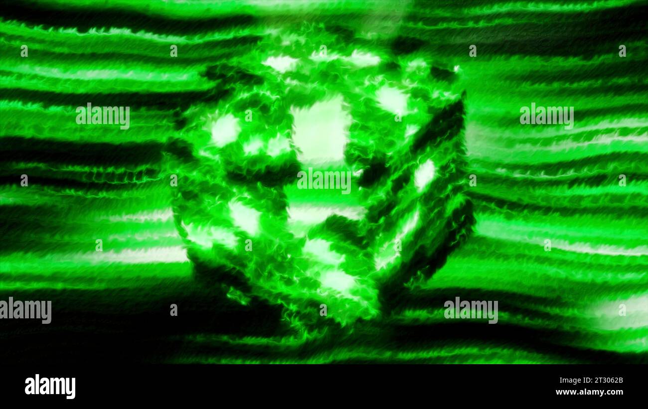 An extravagant cube artifact, mysterious Pandora's box. Motion. 3D ...