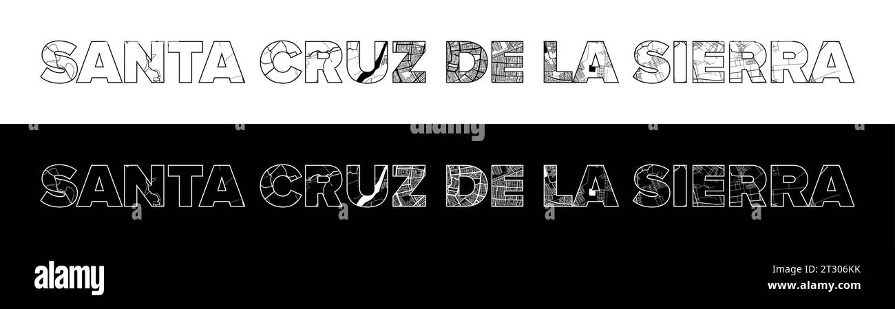 Santa Cruz de la Sierra City Name (Bolivia, South America) with black ...