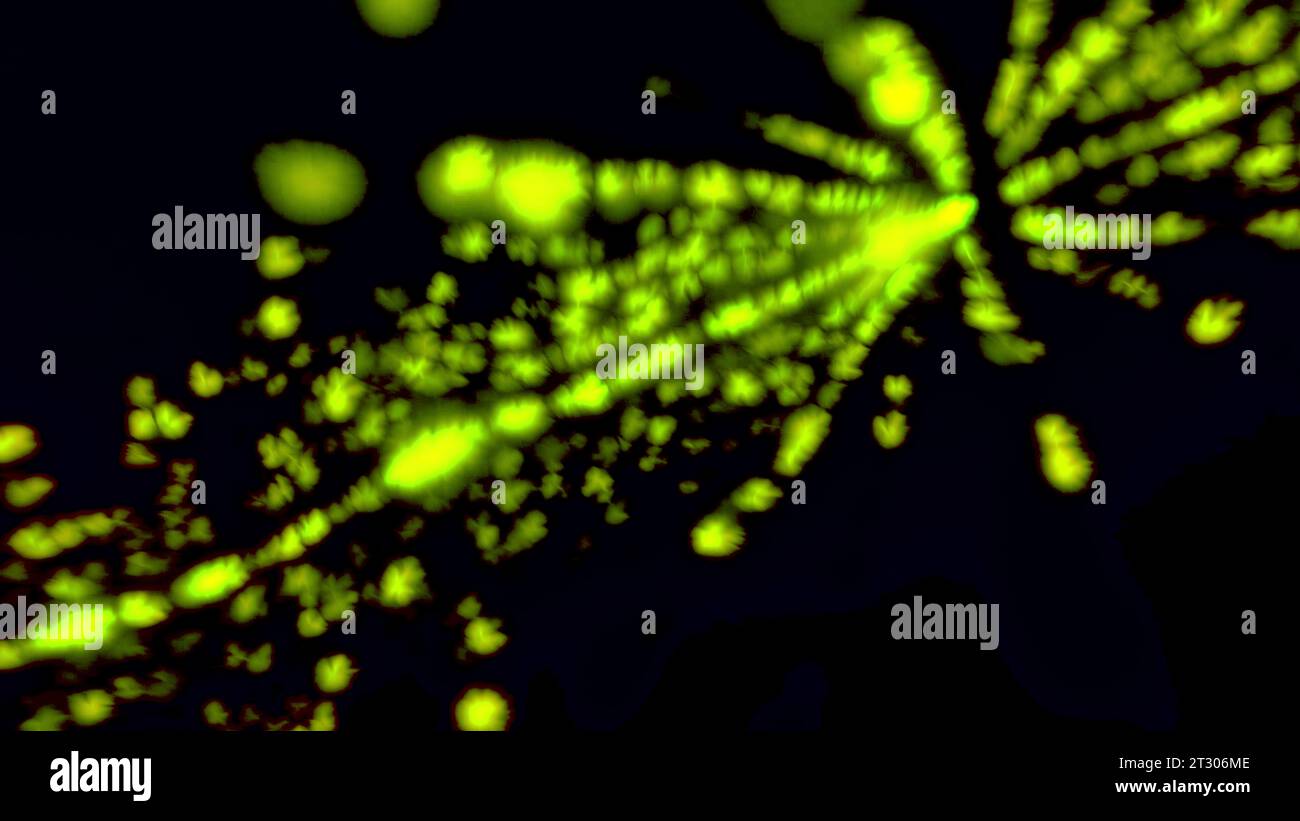 Slow energy flying particles. Motion. Lines of tiny shining lines with ...