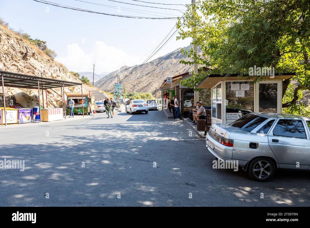 Garni, Armenia - September 30, 2023: parking area and outdoor market ...