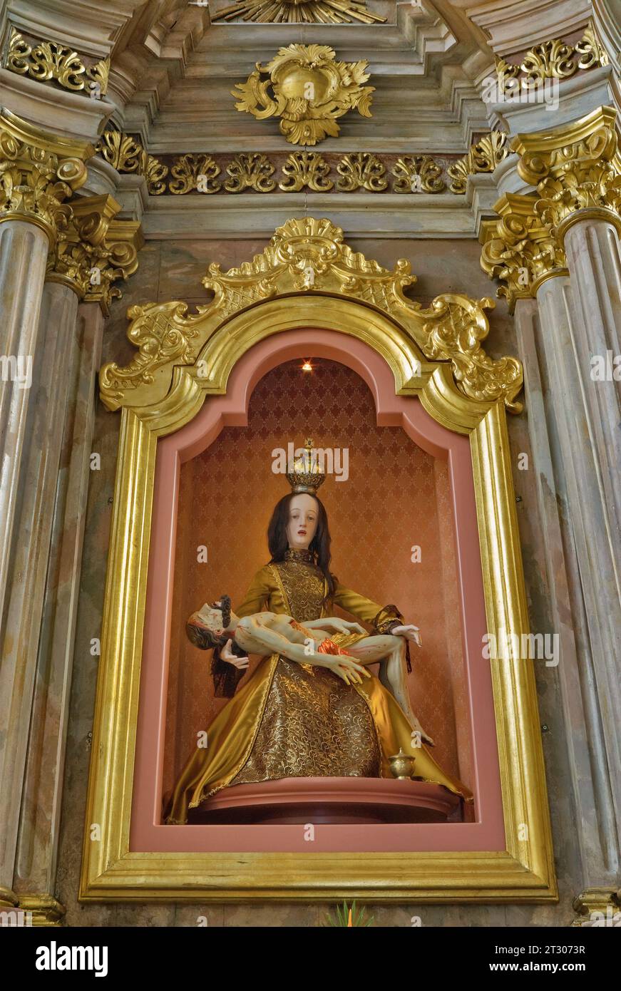 Pieta painting, Virgin Mary with crucified Jesus Christ, side altar at ...