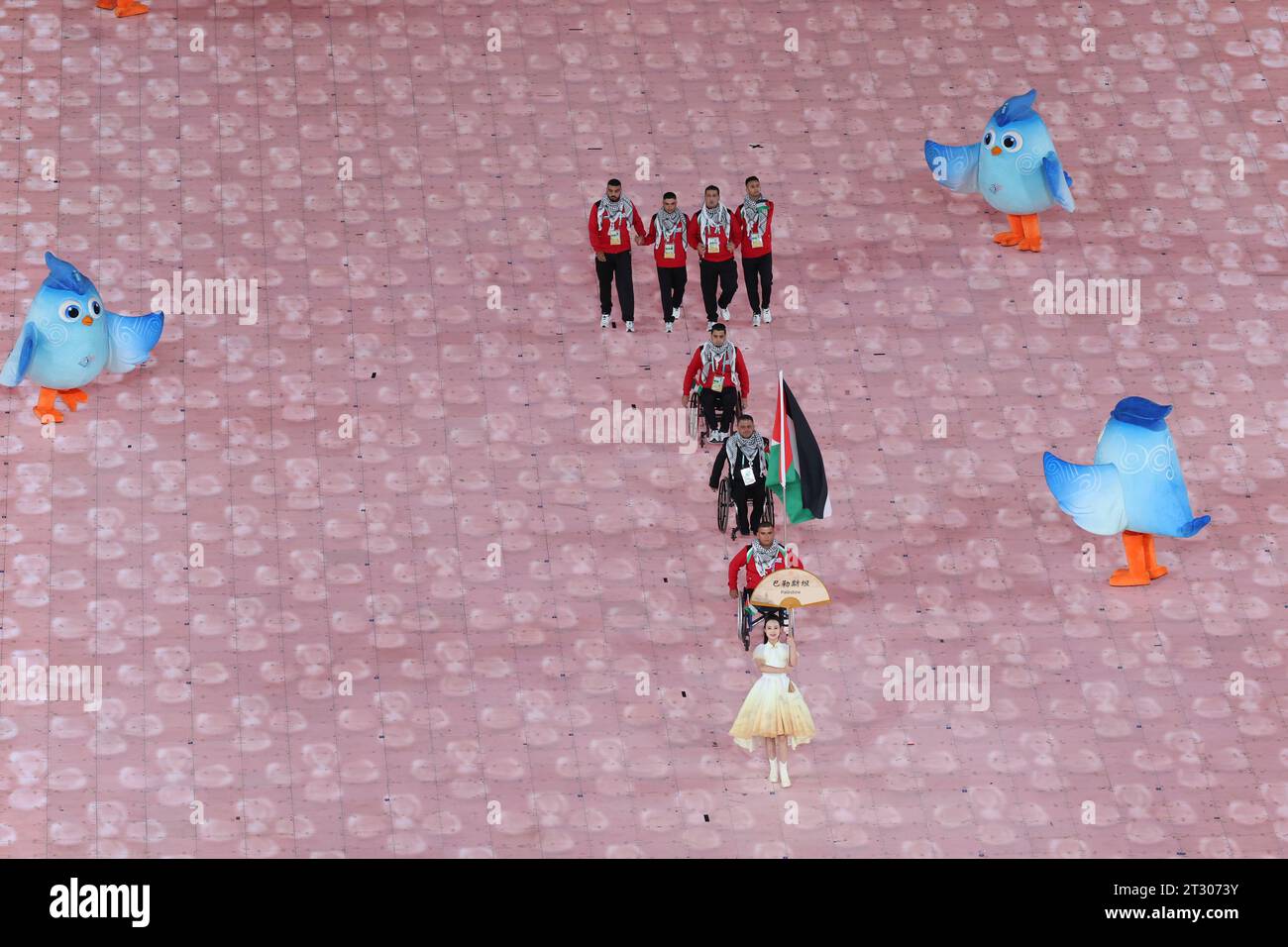 Hangzhou. 22nd Oct, 2023. Delegation of Palestine parade into the ...