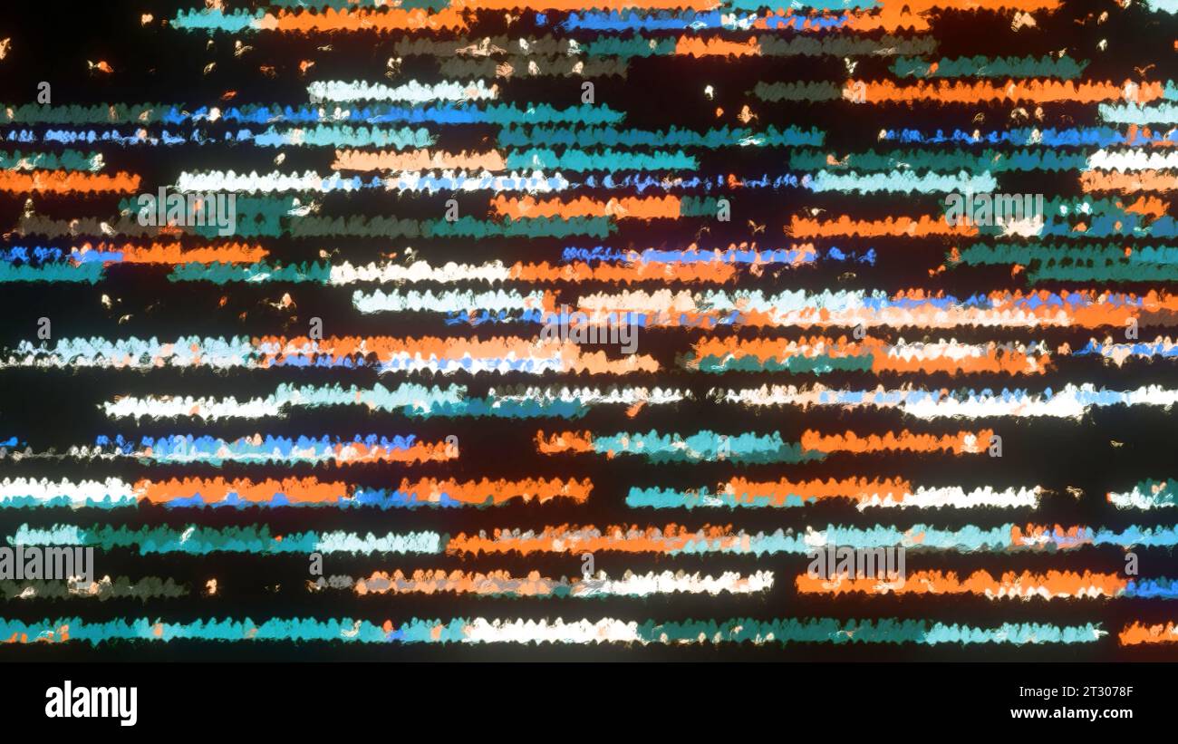 Shimmering horizontal noisy lines moving on black screen. Motion ...