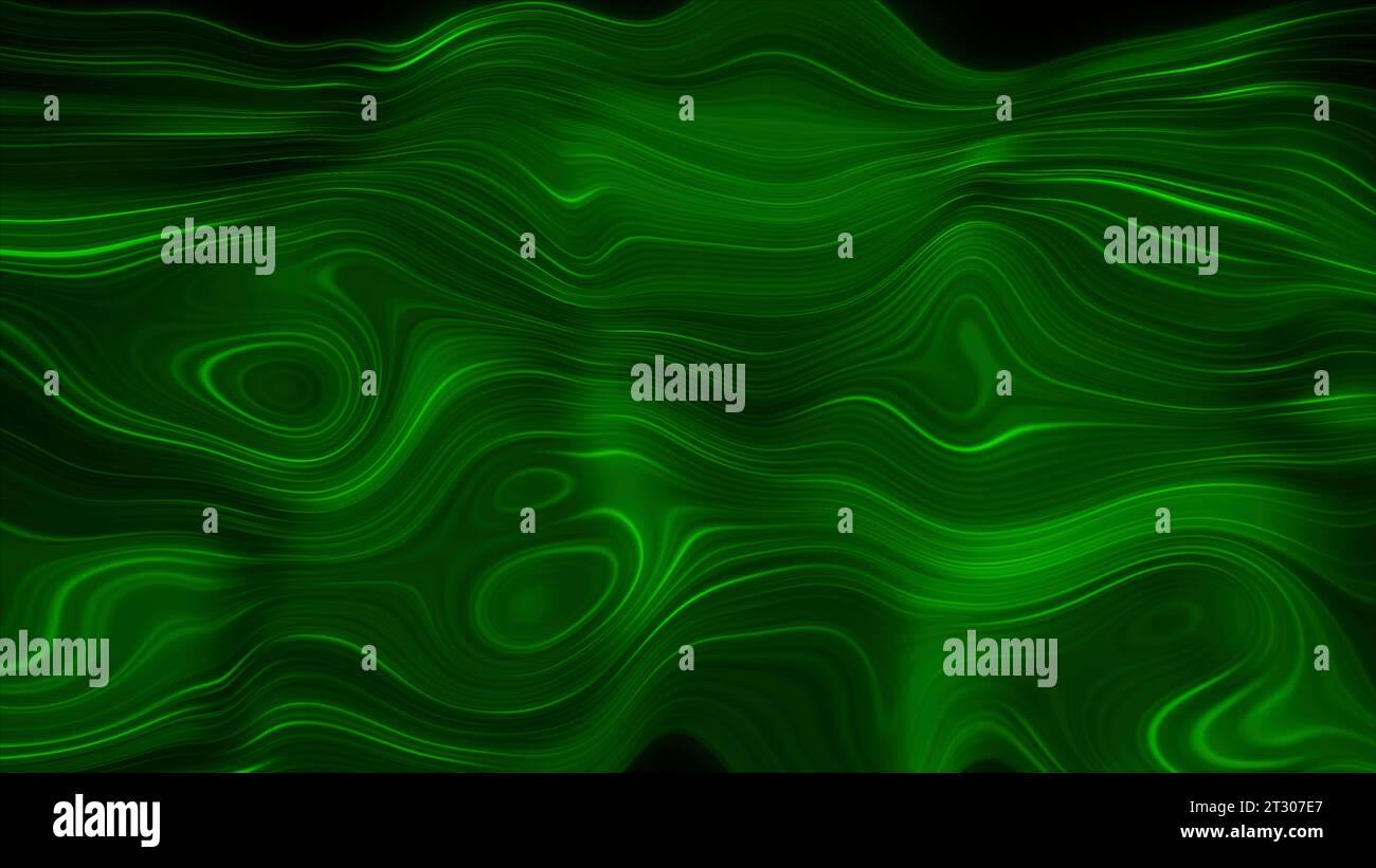 Liquid green substance with light flares. Motion. Flowing green surface ...