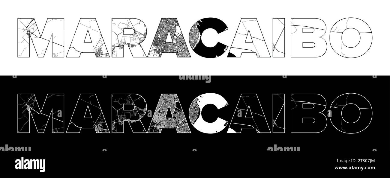 Maracaibo City Name (Venezuela, South America) with black white city ...