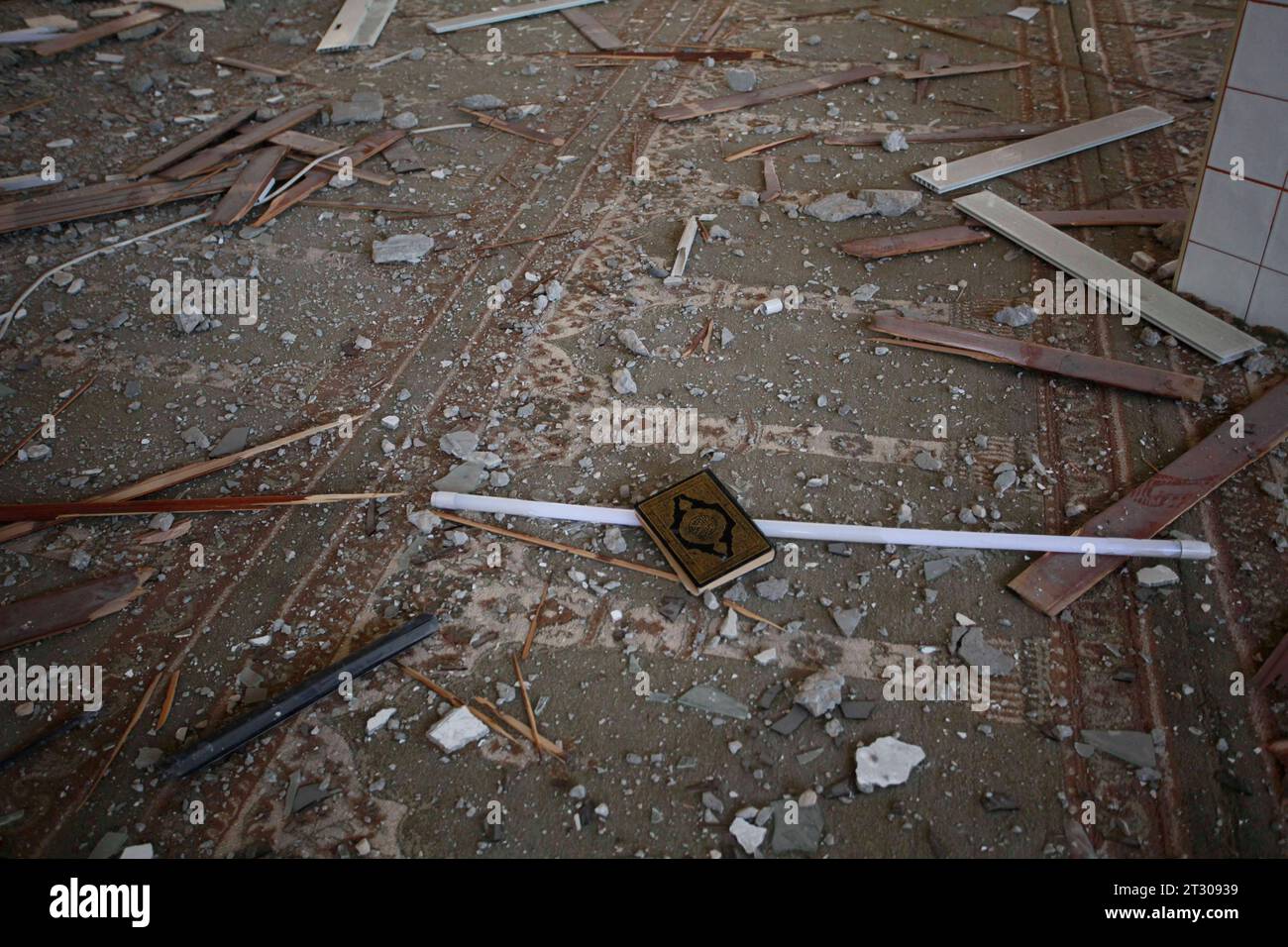 An interior view of the Al-Ansar Mosque, which was damaged in the ...
