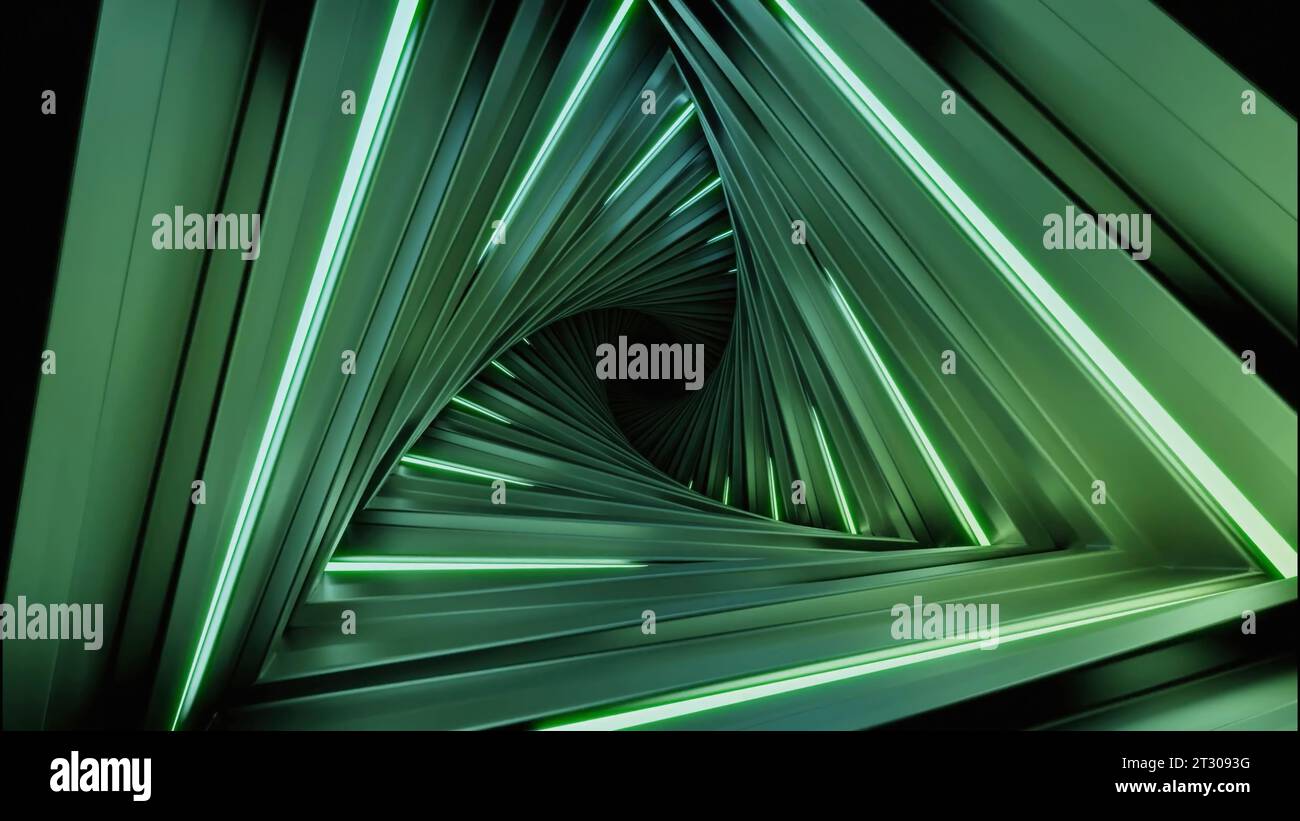 Black background with green and blue triangles. Design. Small triangles ...