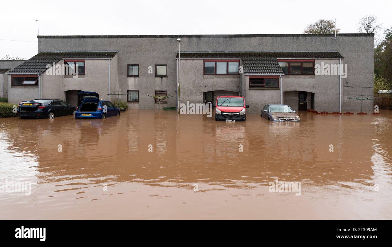 Views of flooded housing and streets in Brechin after the River South ...