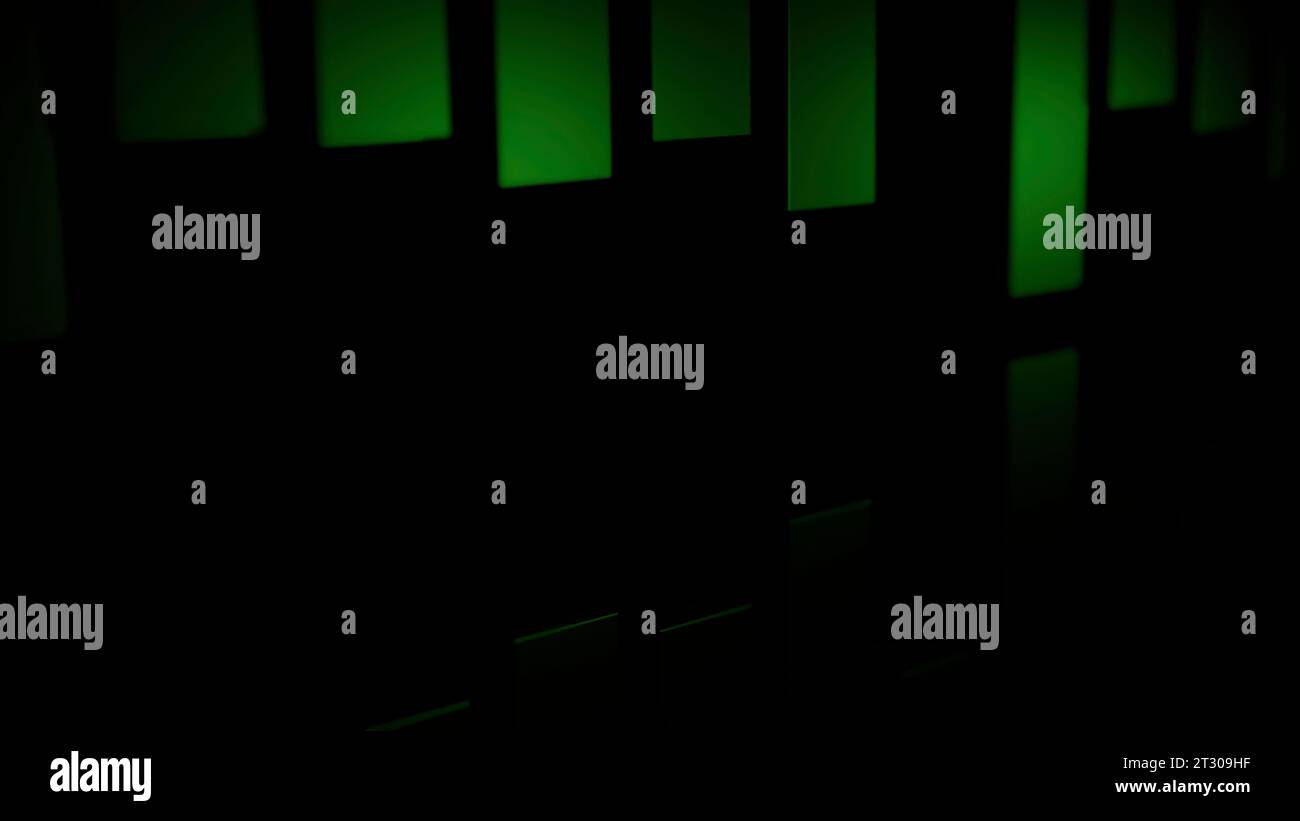 Black background with stripes appearing. Design. Short green stripes in ...
