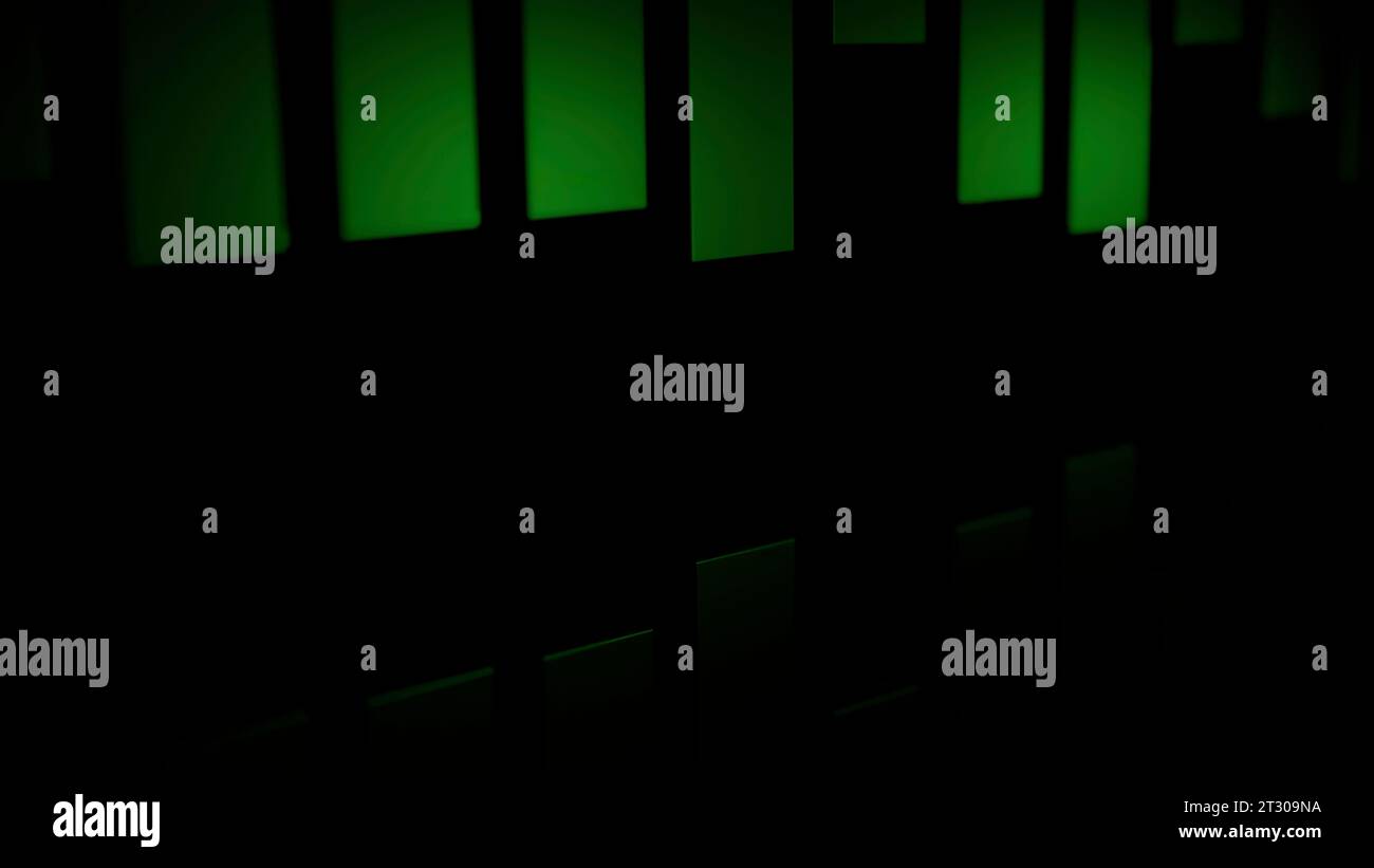 Black background with stripes appearing. Design. Short green stripes in ...