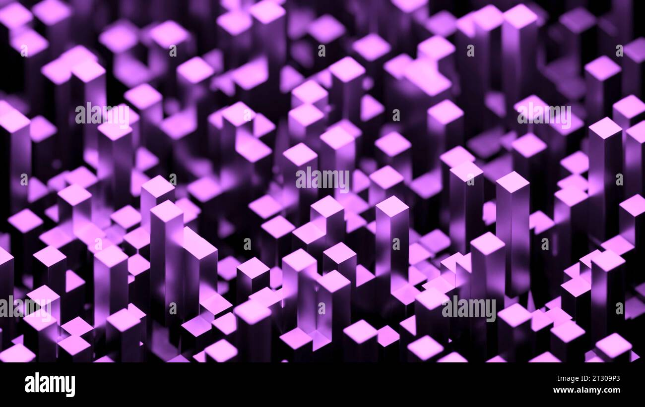 3d metal columns move in space. Design. Space with 3d columns moving up ...