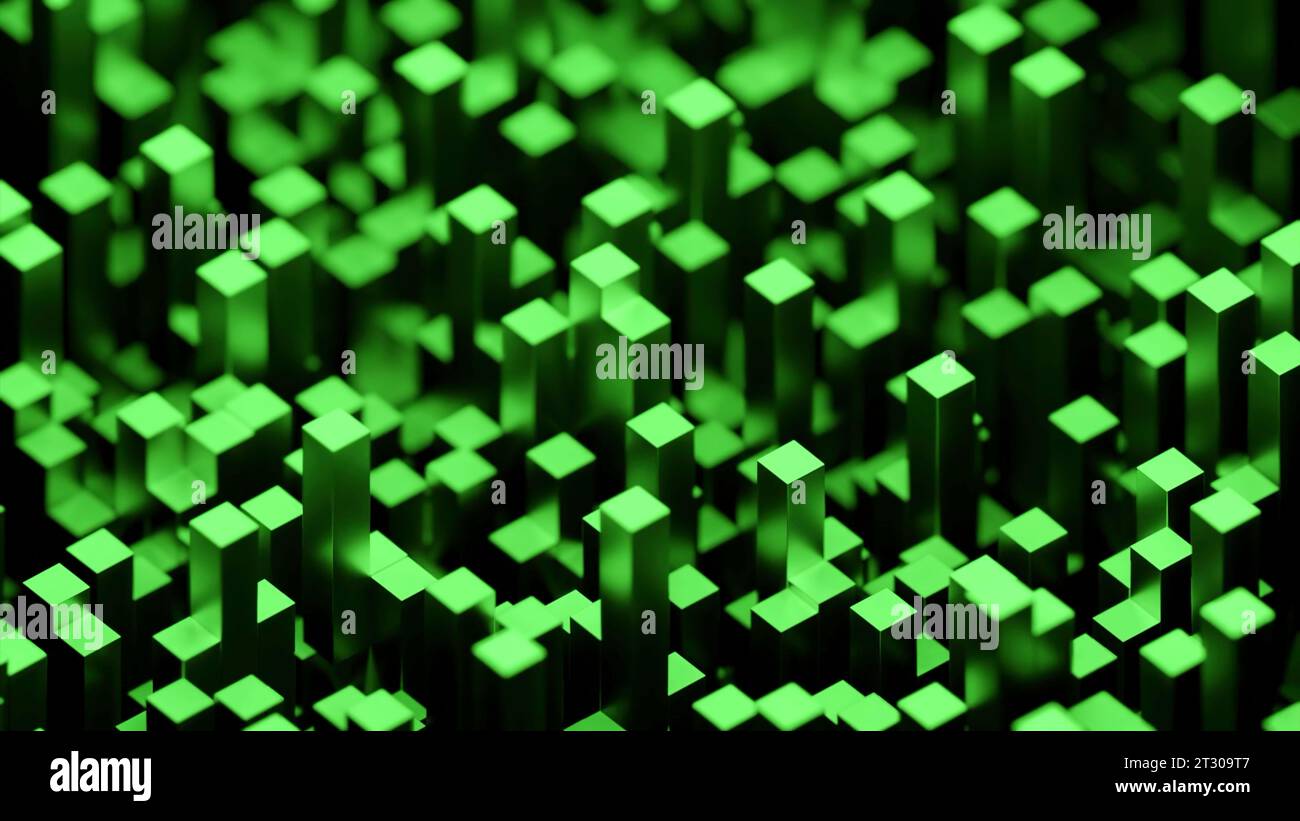 3d metal columns move in space. Design. Space with 3d columns moving up ...