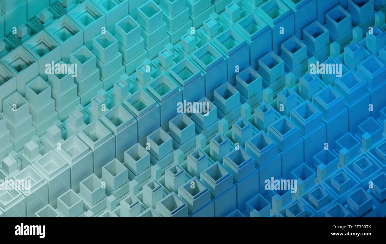 Blue light squares. Design. Small squares made in 3d format that move ...