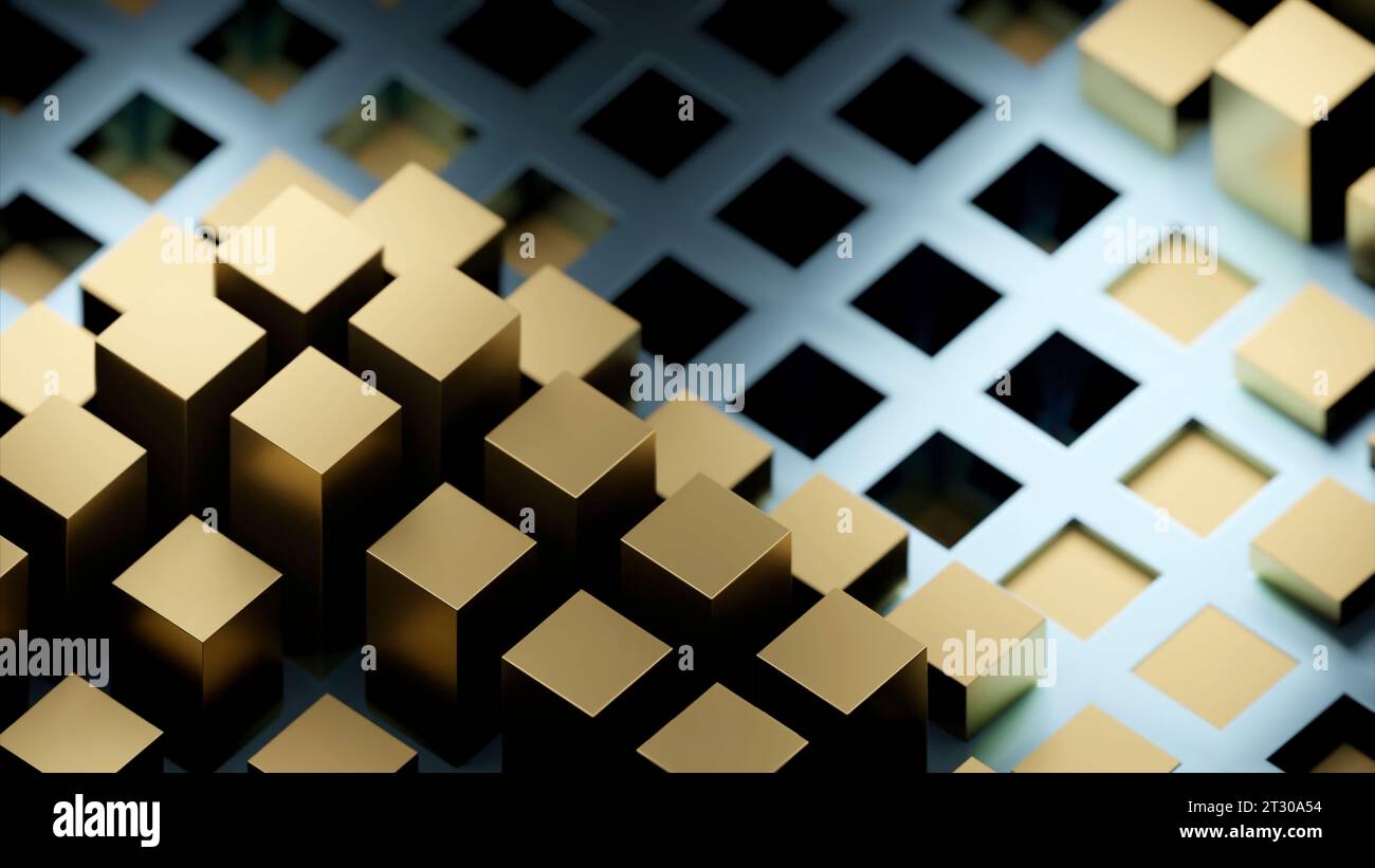 Yellow and blue squares. Design. Light animation with small geometric ...