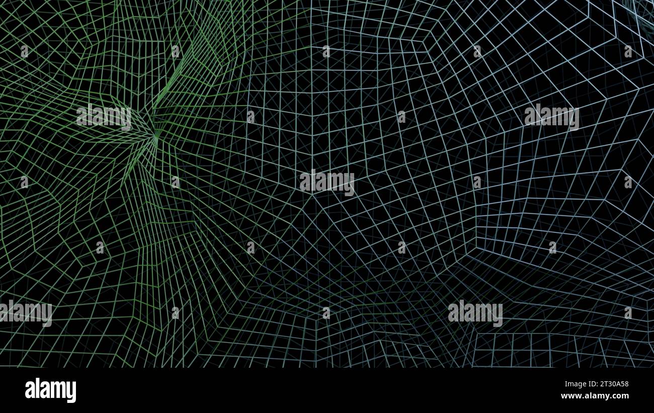 Black background with green and yellow matrix. Design. The lines are ...