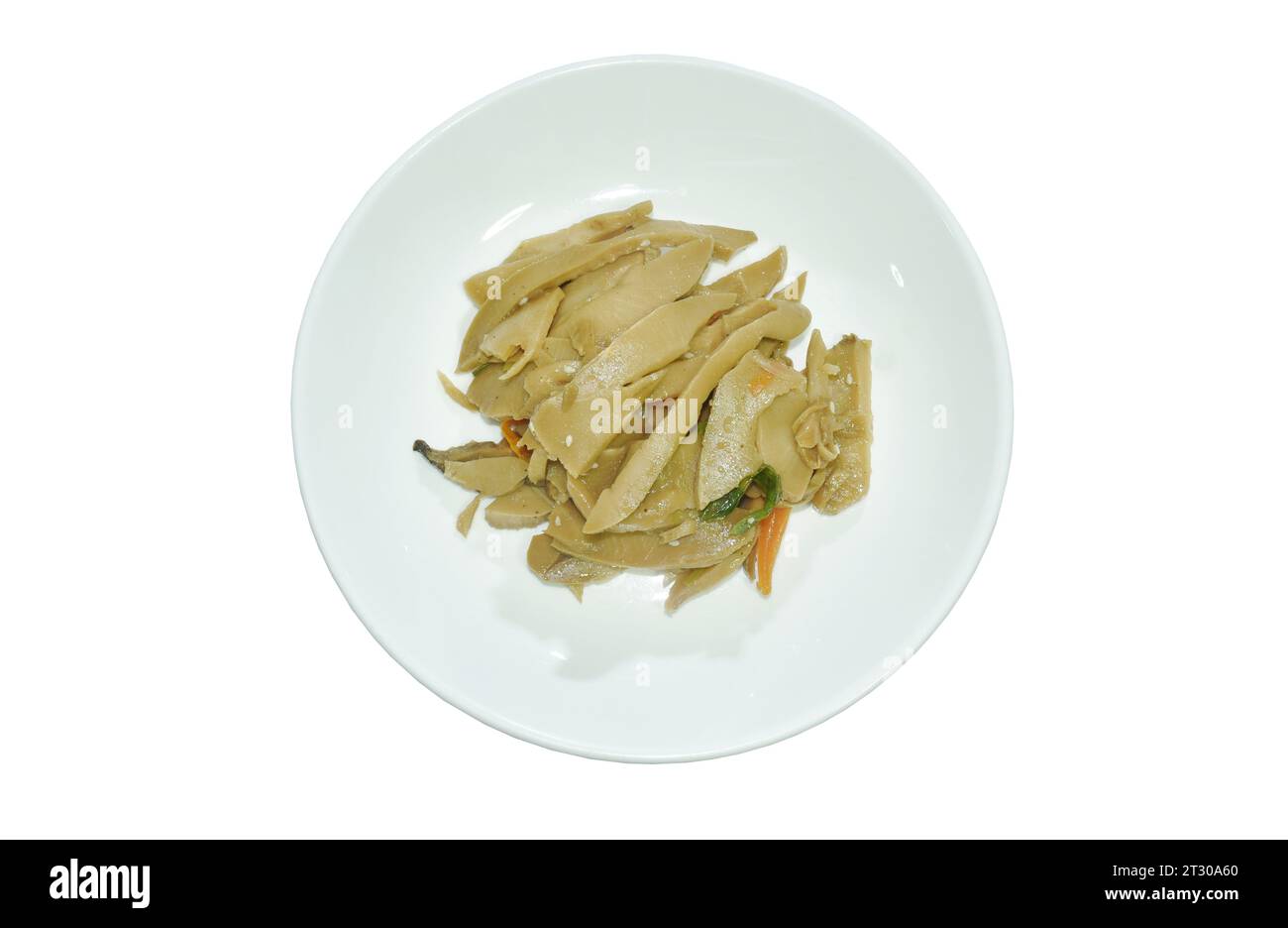 fried slice Chinese bamboo shoot with mushroom in soy sauce vegetarian ...