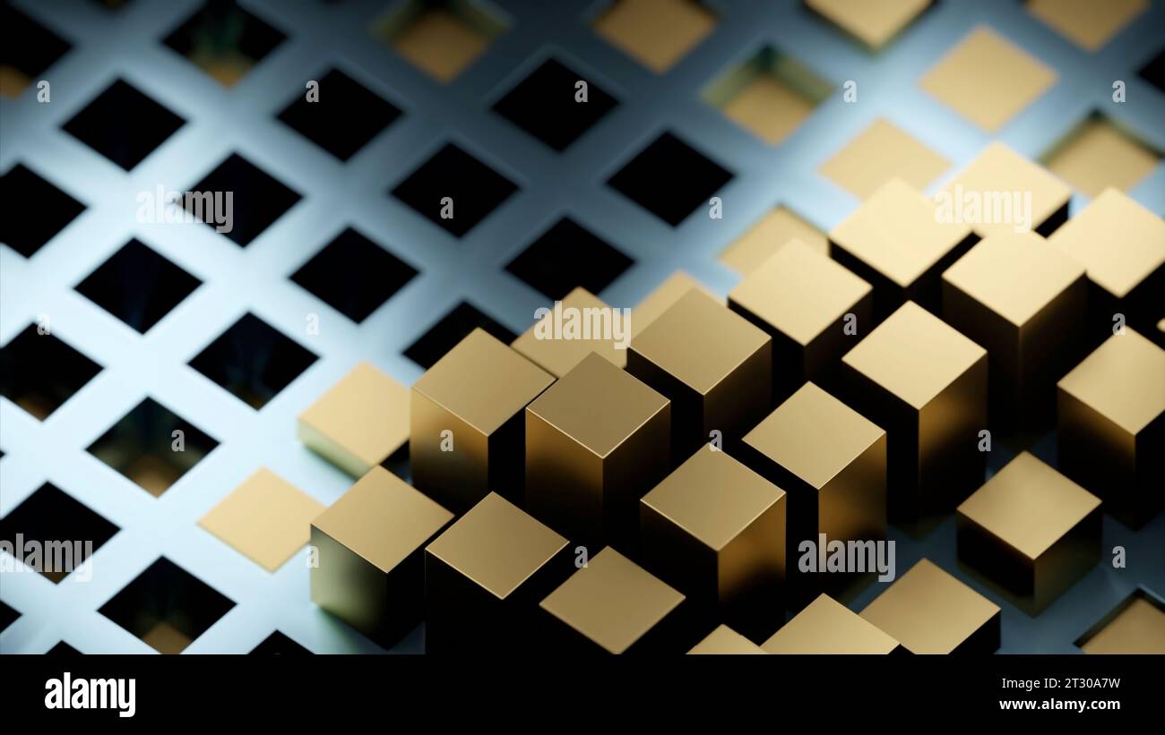 Yellow and blue squares. Design. Light animation with small geometric ...
