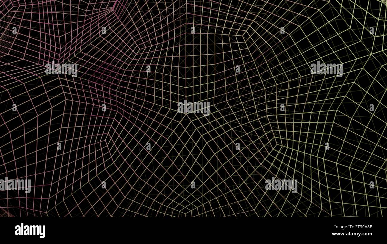 Black background with green and yellow matrix. Design. The lines are ...