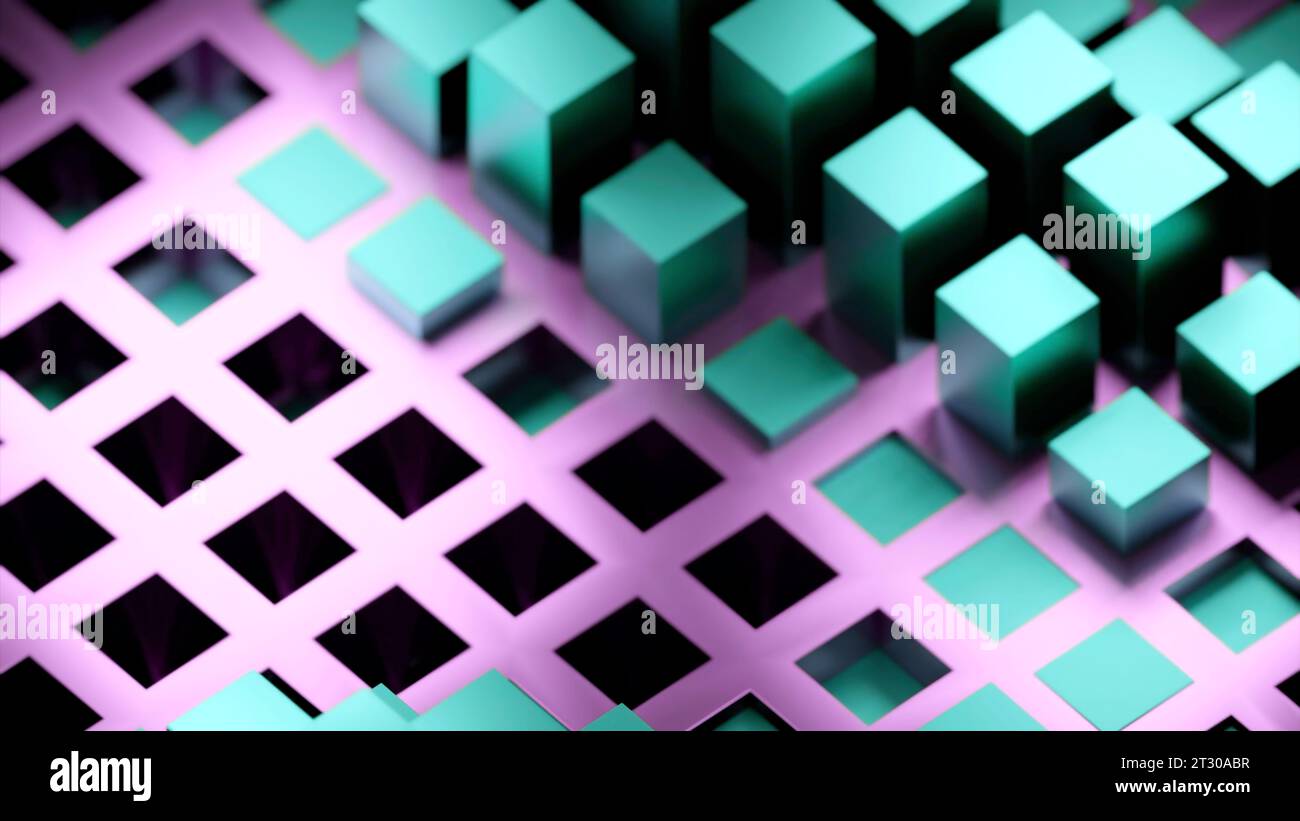 Yellow and blue squares. Design. Light animation with small geometric ...