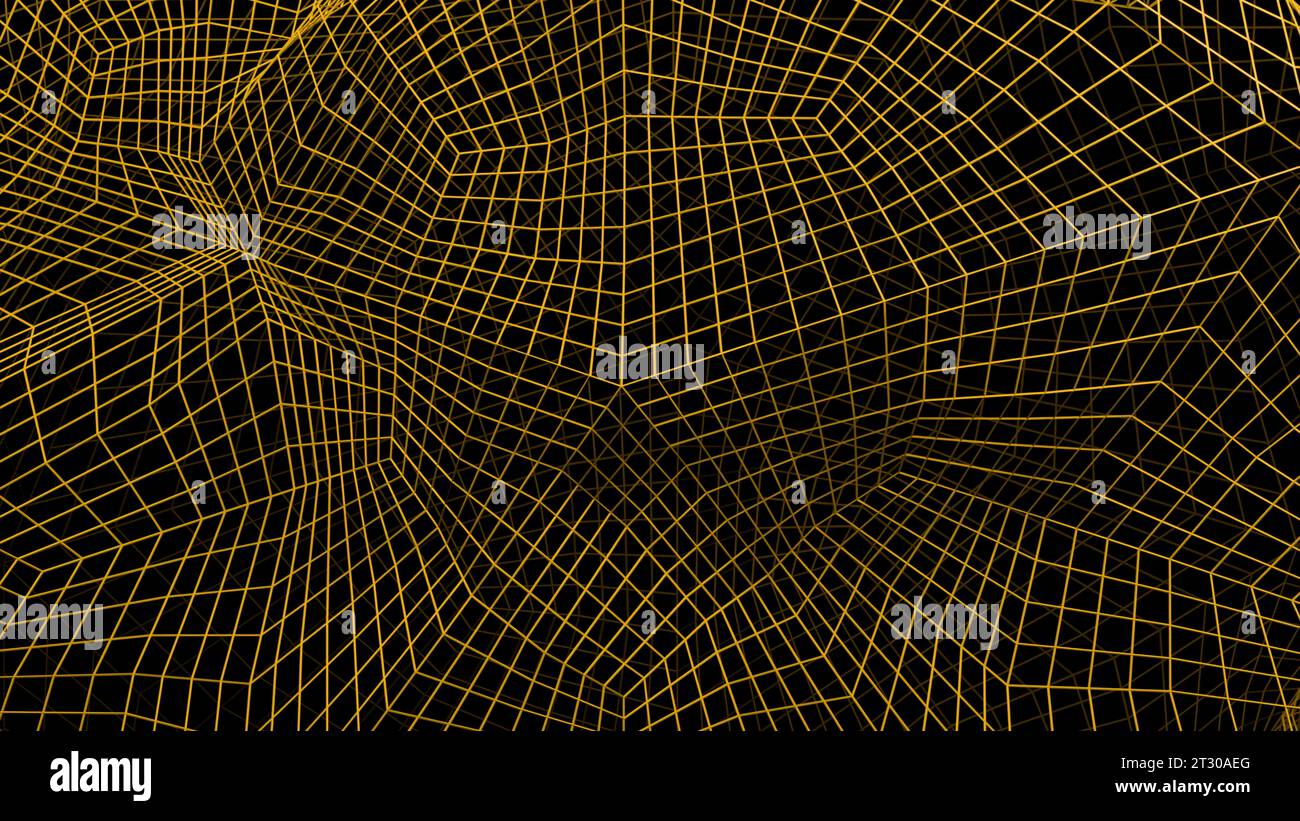 Black background with green and yellow matrix. Design. The lines are ...