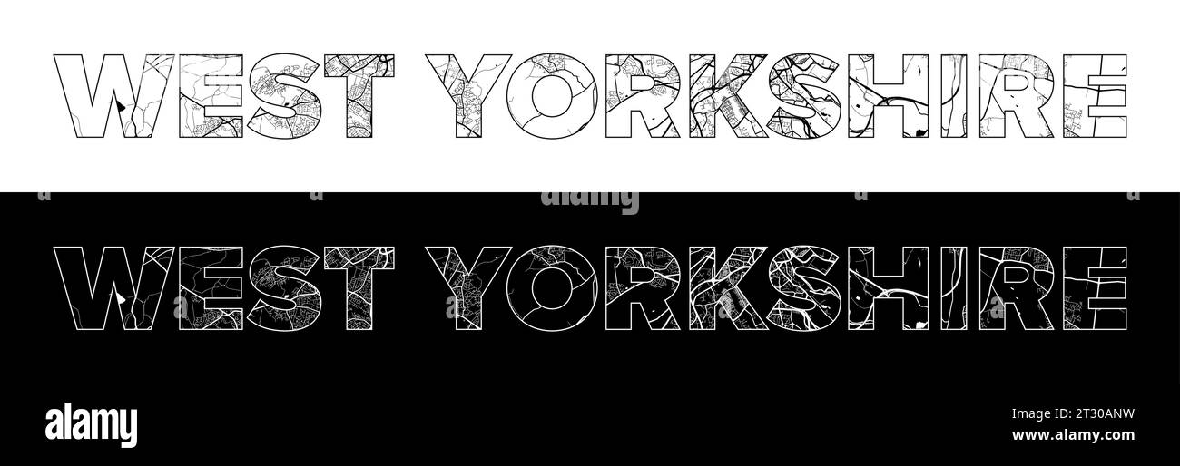 West Yorkshire City Name (United Kingdom, Europe) with black white city ...