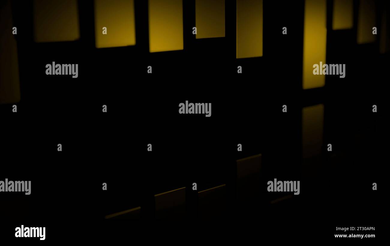 Yellow and red lines. Design. Black background with moving stripes made ...