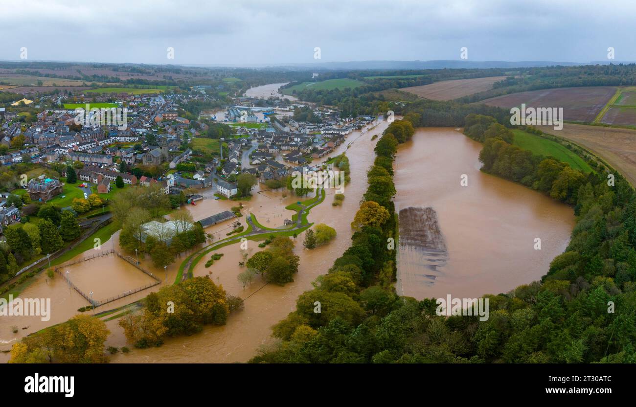 Aerial view of flooded housing and streets in Brechin after the River ...