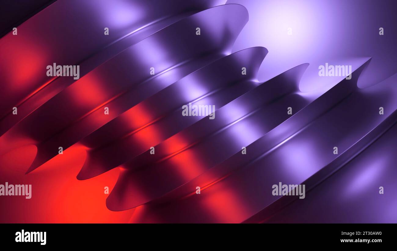 3D background with moving metal spiral. Design. Liquid metal moves in ...