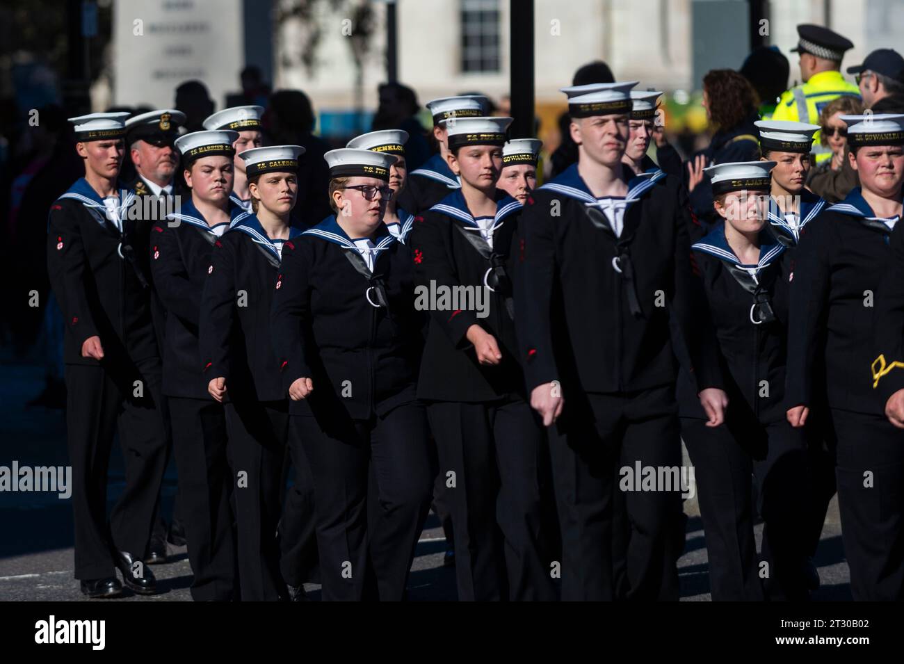 London, UK. 22 October 2023. Sea cadets take part in a parade in ...