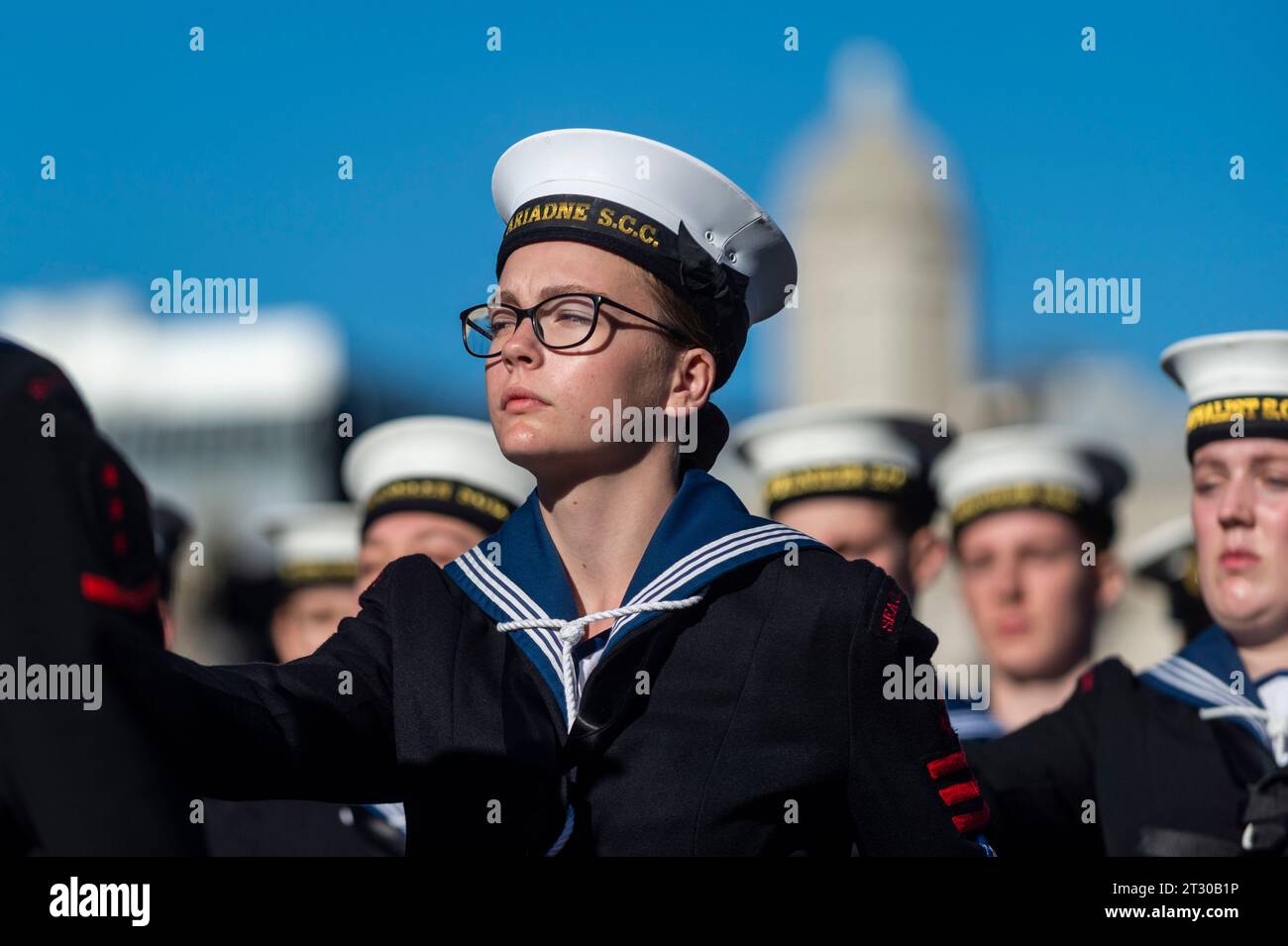 London, UK. 22 October 2023. Sea cadets take part in a parade in ...